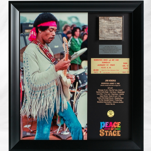 Wall Decor | Limited Edition Jimi Hendrix Frame With Piece Of 1969 Woodstock Stage And Origin ...
